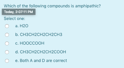 Solved Which of the following compounds is amphipathic? | Chegg.com