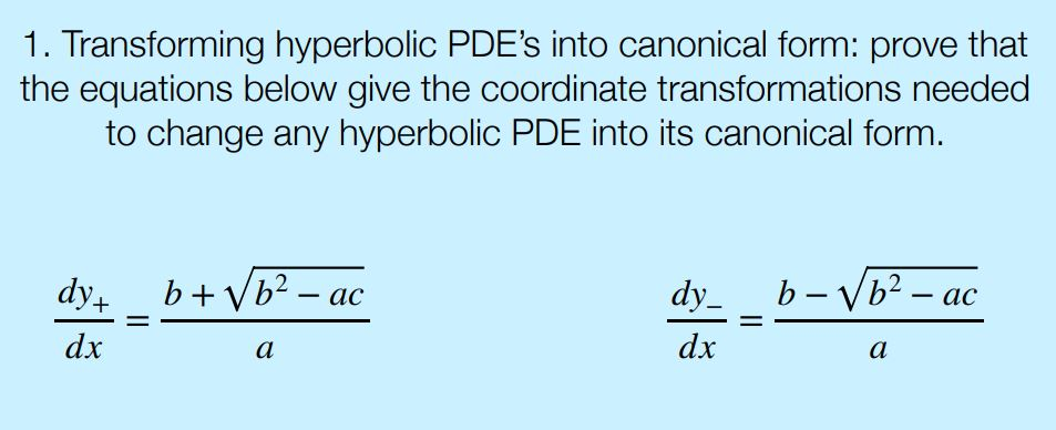 Solved 1. Transforming hyperbolic PDE's into canonical form: | Chegg.com