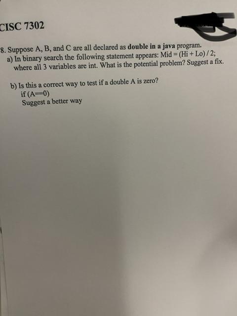 Solved 8 Suppose Ab And C Are All Declared As Double In A 