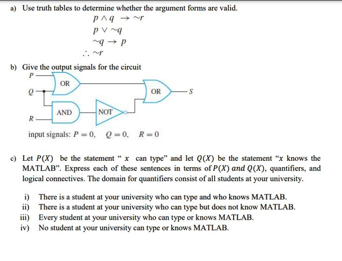 Solved a) Use truth tables to determine whether the argument | Chegg.com