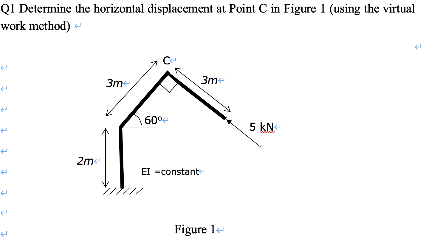 Solved Q1 Determine the horizontal displacement at Point C | Chegg.com