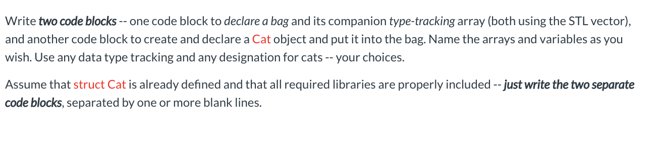 Solved Write two code blocks -- one code block to declare a | Chegg.com