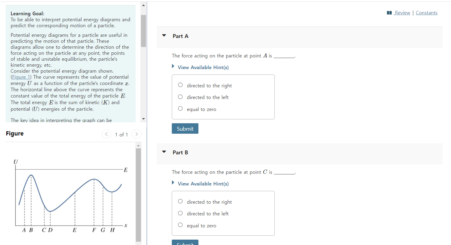Solved Review Constants Part A The force acting on the | Chegg.com