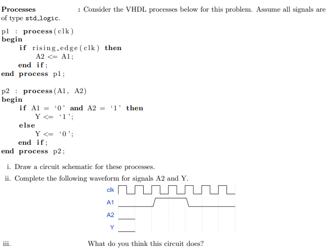 Solved Processes : Consider the VHDL processes below for | Chegg.com