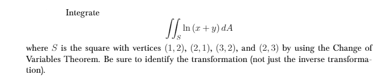 Solved Integrate In (1+y) da where S is the square with | Chegg.com