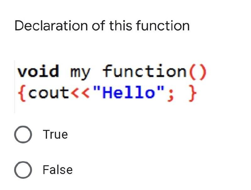 Solved Declaration of this function void my function() | Chegg.com