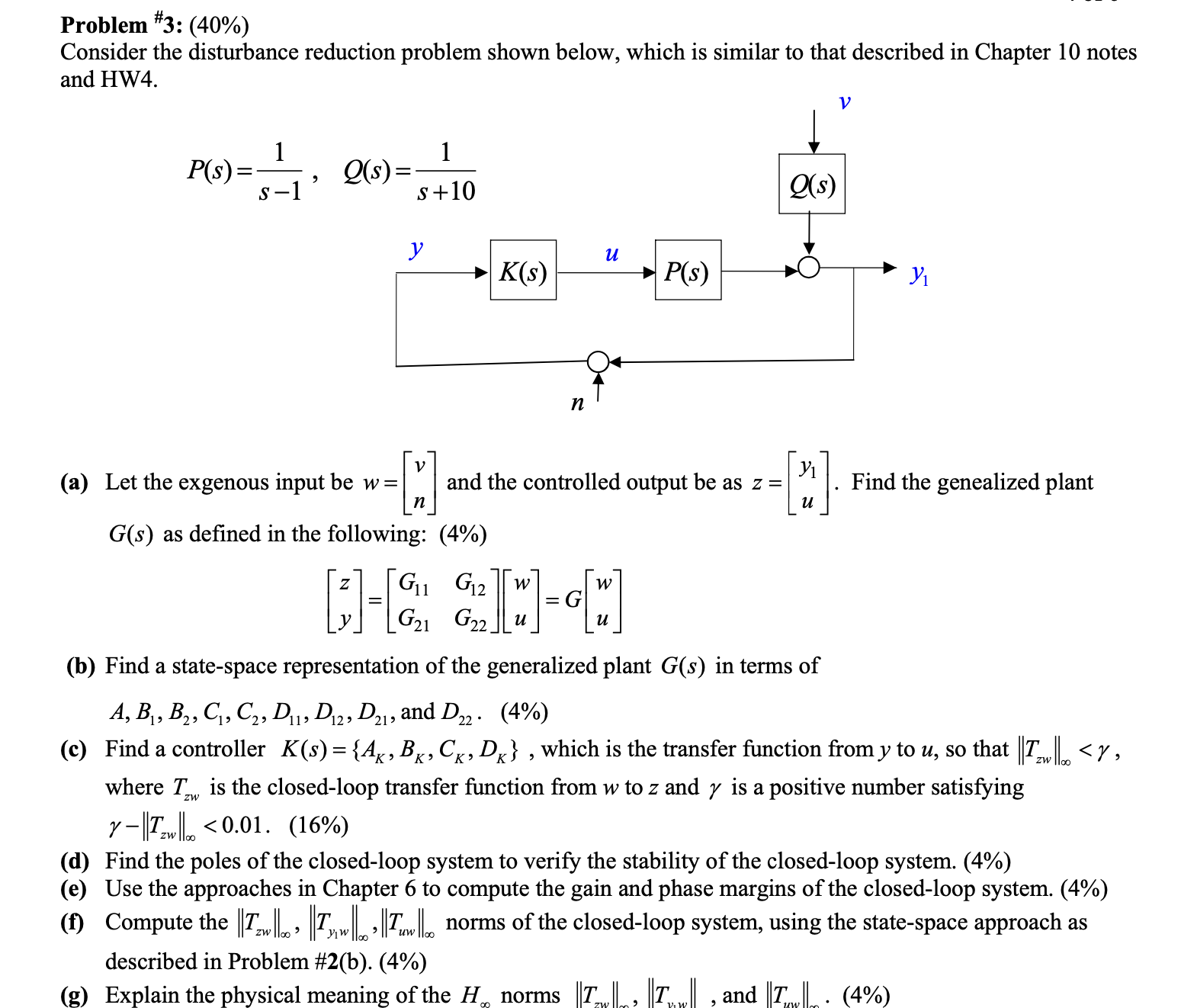 Solved Problem Consider the disturbance reduction problem | Chegg.com