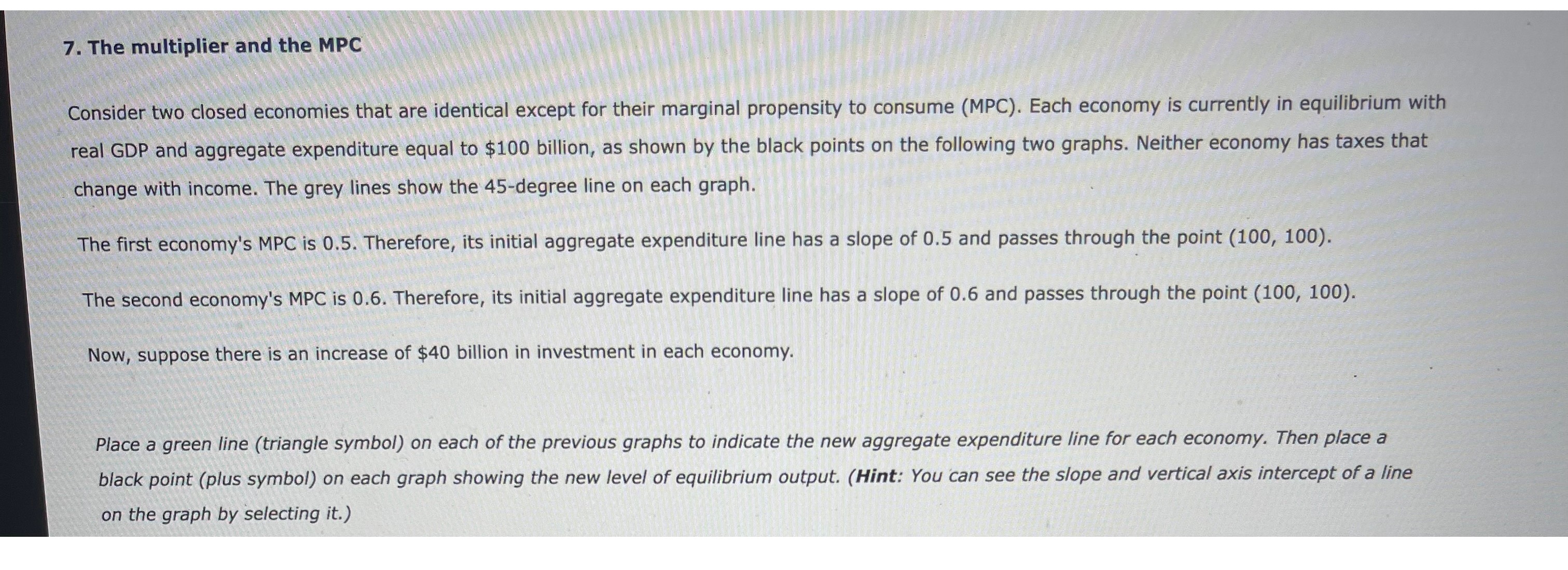 Solved 7. The multiplier and the MPC Consider two closed | Chegg.com