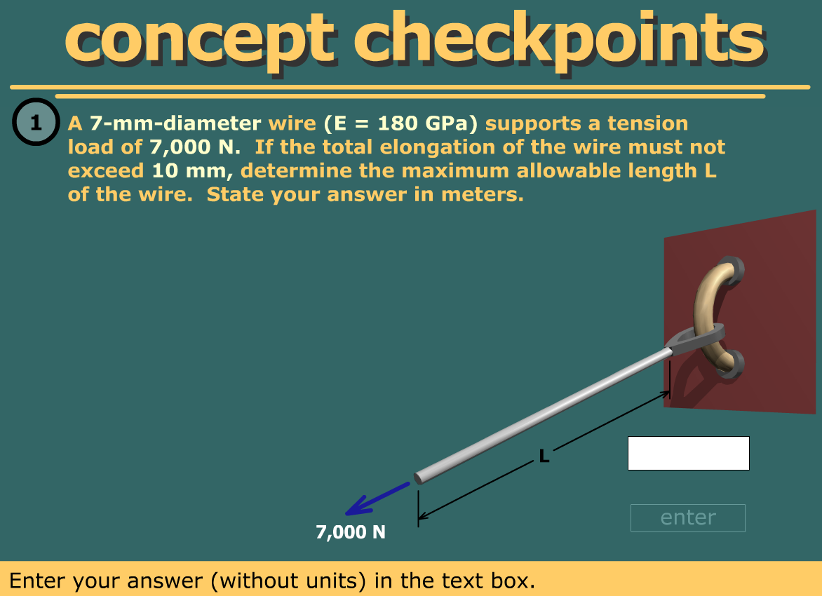 Solved concept checkpoints A 7-mm-diameter wire (E = 180 | Chegg.com