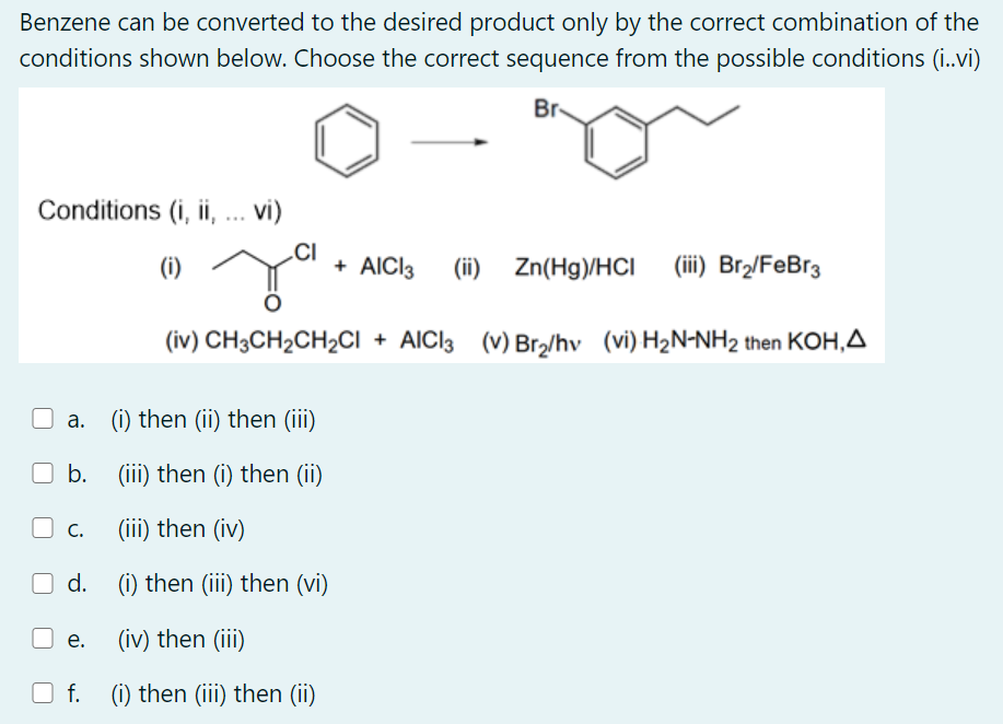 Solved Benzene can be converted to the desired product only | Chegg.com