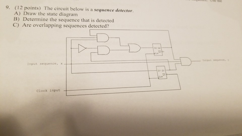 Solved (12 points) The circuit below is a sequence detector. | Chegg.com