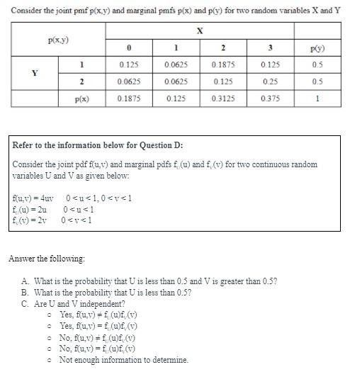 Solved 2 3 Consider the joint pmf p(x,y) and marginal pmfs | Chegg.com