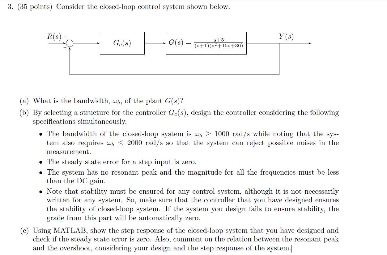 Consider the closed-loop control system shown | Chegg.com