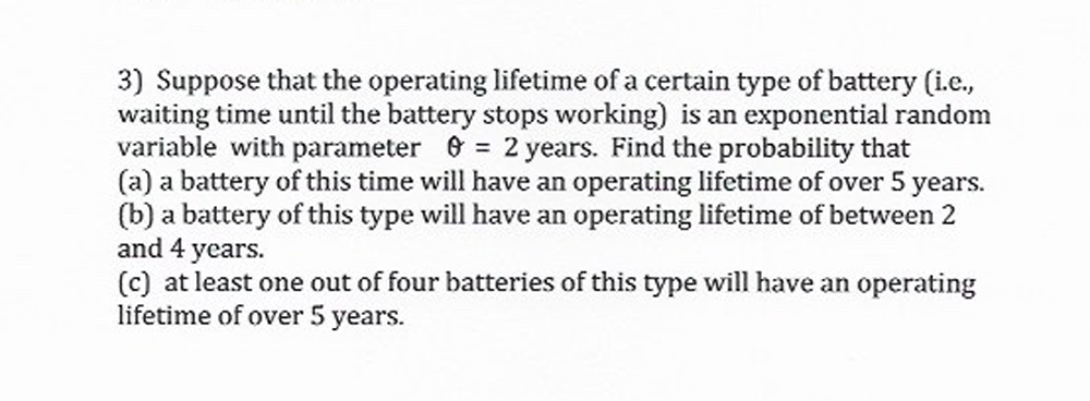 Solved 3) Suppose that the operating lifetime of a certain | Chegg.com