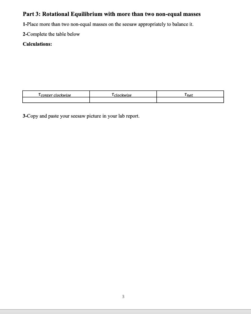 Solved Part 3: Rotational Equilibrium with more than two | Chegg.com