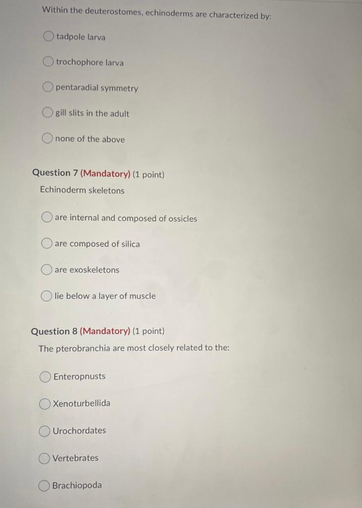 Solved Within the deuterostomes, echinoderms are | Chegg.com