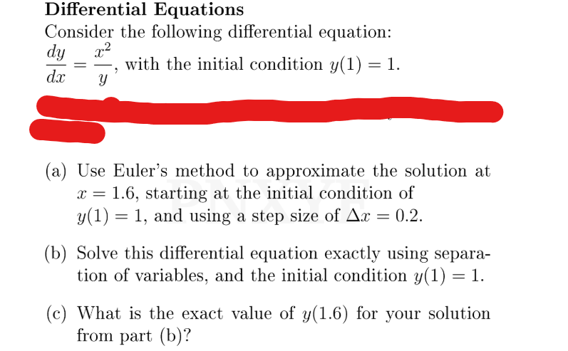 Solved Differential Equations Consider the following | Chegg.com
