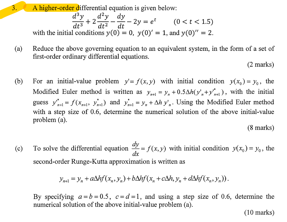 Solved A higher-order differential equation is given below: | Chegg.com