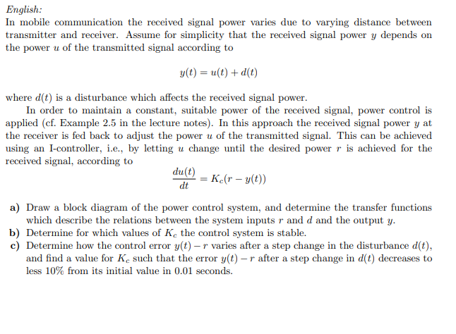 Solved English: In mobile communication the received signal | Chegg.com