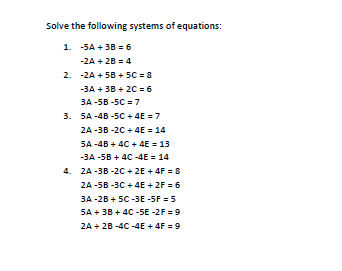 Solved Solve the following systems of equations: 3. | Chegg.com