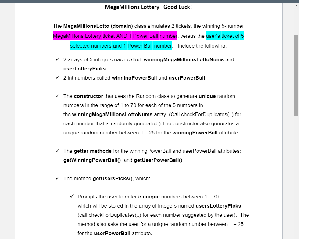 Solved Mega Millions Lottery Good Luck! The Mega | Chegg.com