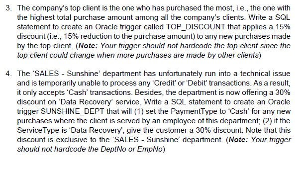 Solved CREATING TRIGGERS IN ORACLE The Database: The SALES | Chegg.com