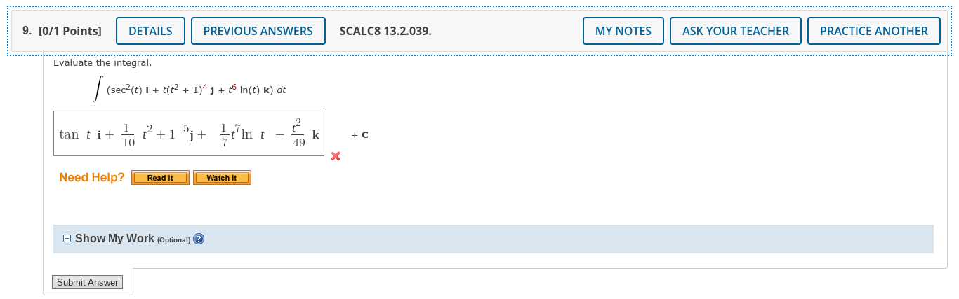 Solved Evaluate The Integral Sec2 T I T T2 1 4