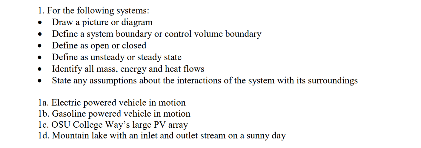Solved . 1. For the following systems: Draw a picture or | Chegg.com