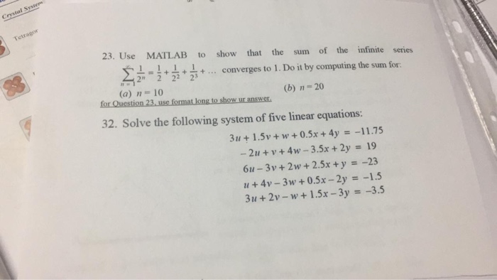 Solved 23. Use MATLAB to show that the sum of the infinite | Chegg.com