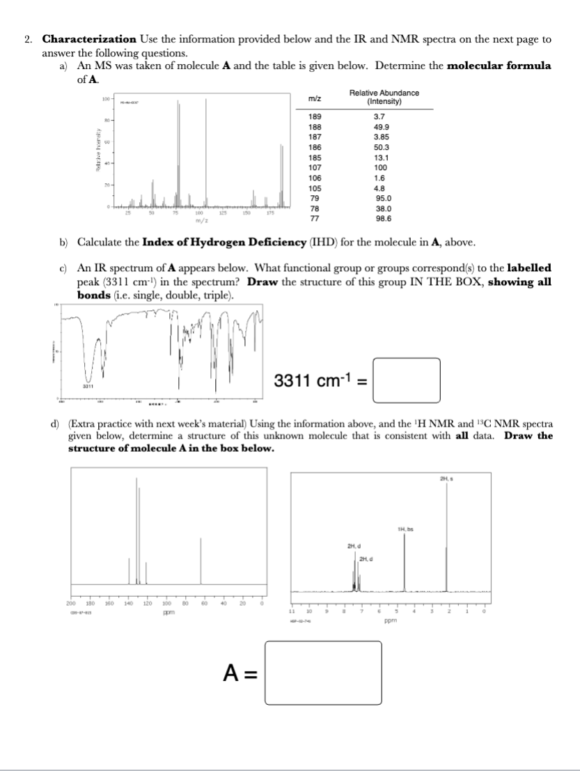 Solved 2. Characterization Use the information provided | Chegg.com