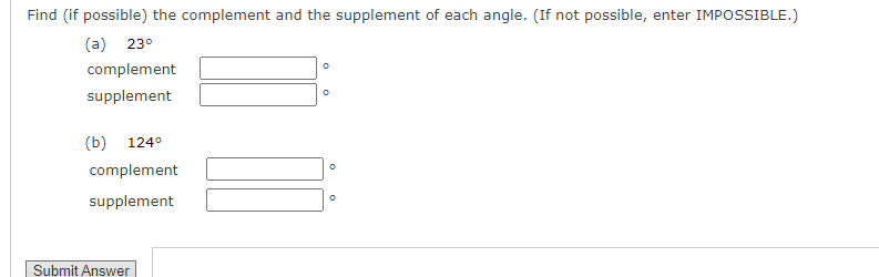 Solved Find (if possible) the complement and the supplement | Chegg.com