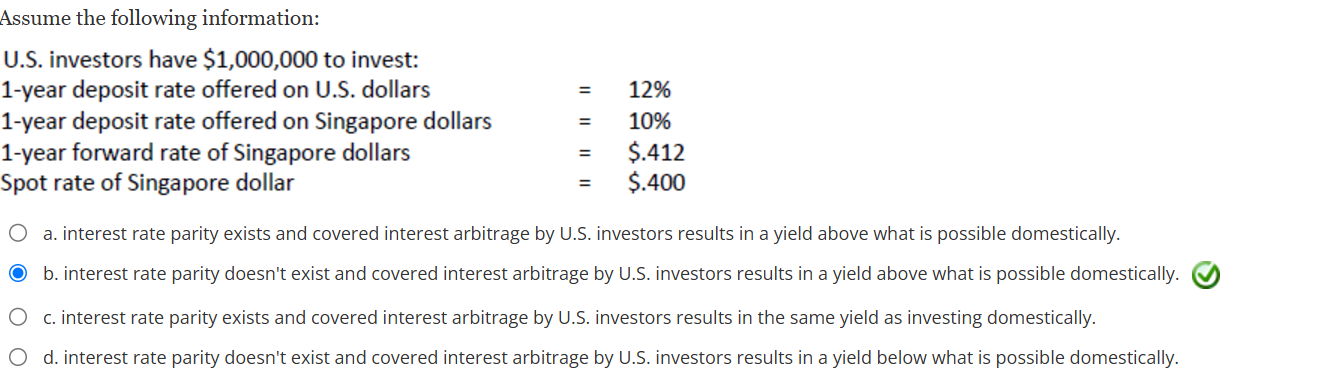 Solved Assume the following information:U.S. ﻿investors have | Chegg.com