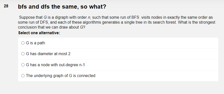 Solved bfs and dfs the same, so what? Suppose that G is a | Chegg.com