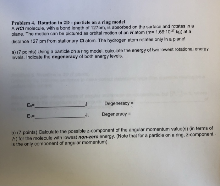 Solved Problem 4. Rotation in 2D - particle on a ring model | Chegg.com