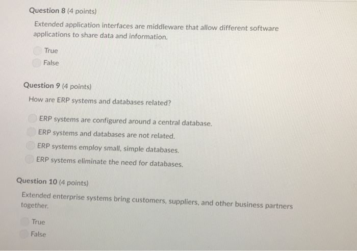 Solved Question 8 (4 points) Extended application interfaces | Chegg.com