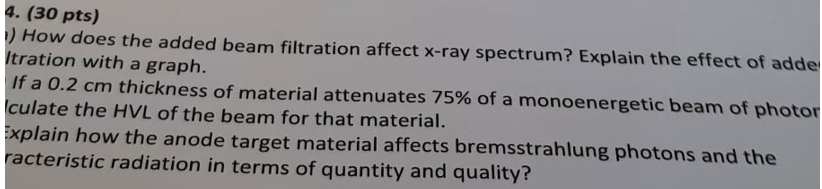 Solved How does the added beam filtration affect x-ray | Chegg.com