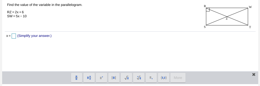 Solved Find the value of the variable in the parallelogram. | Chegg.com