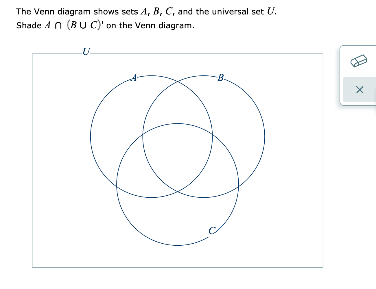 Solved The Venn diagram shows sets A, B, C, and the | Chegg.com