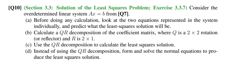 Solved [Q10] (Section 3.3: Solution of the Least Squares | Chegg.com