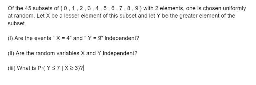 Solved Of the 45 subsets of {0,1,2,3,4,5,6,7,8,9} with 2 | Chegg.com