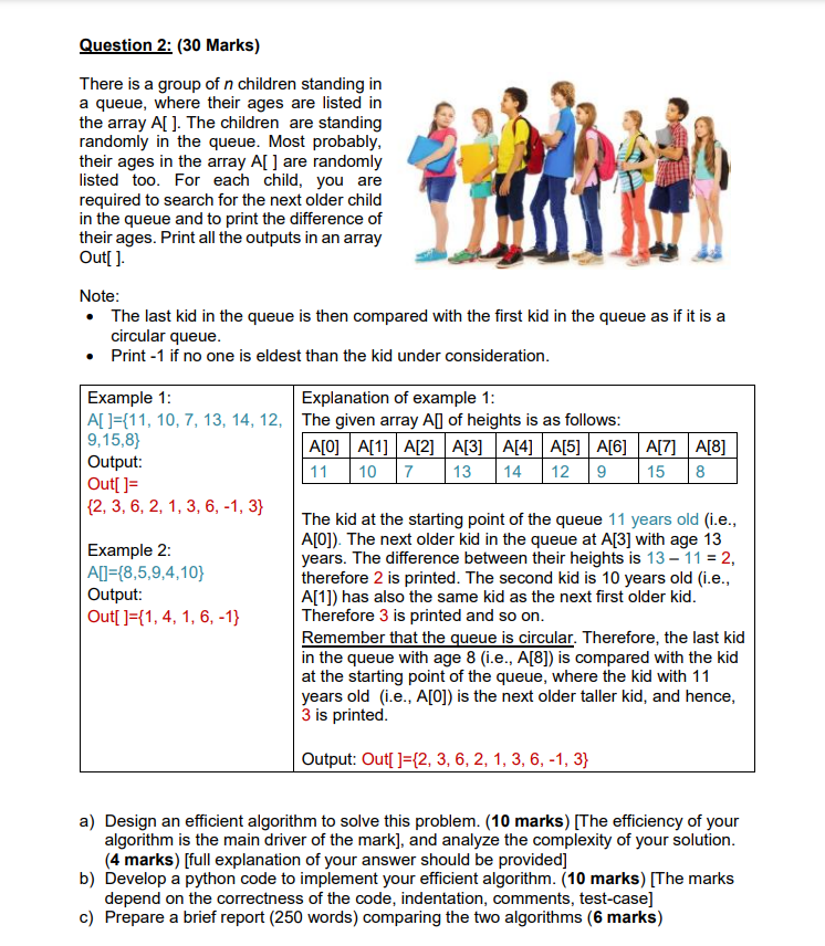 Solved There is a group of n children standing in a queue, | Chegg.com