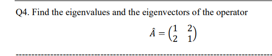 Solved Q4. Find the eigenvalues and the eigenvectors of the | Chegg.com