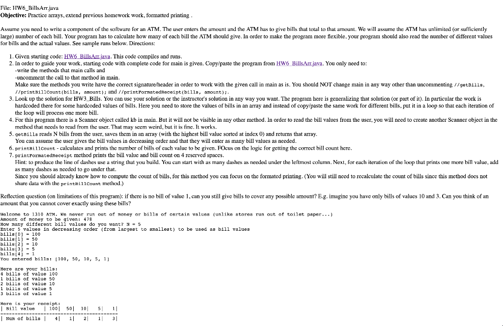 Solved In Java, HW6_BillsArr.java Code Below /* This | Chegg.com