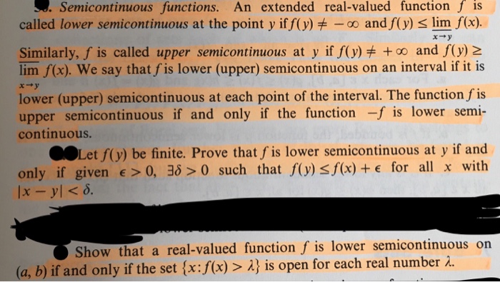 Solved Semicontinuous functions. An extended real-valued | Chegg.com