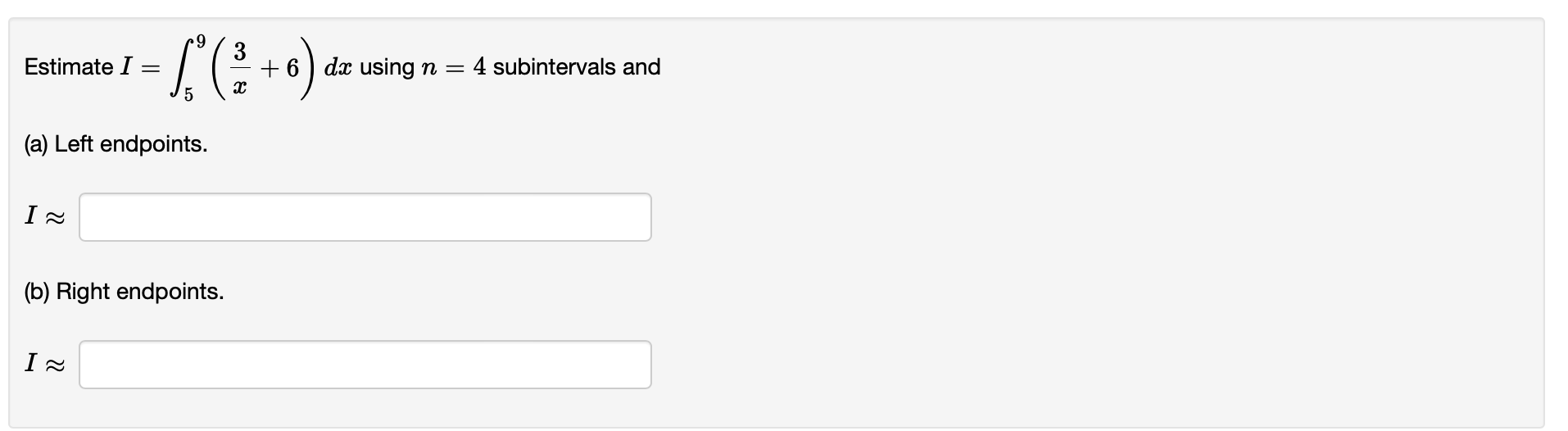 Solved Estimate I=∫28(2x2+4x+4)dx using n=3 (a) Left | Chegg.com
