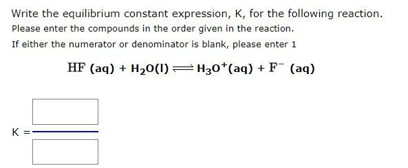 Solved Write the equilibrium constant expression, Kc, for | Chegg.com