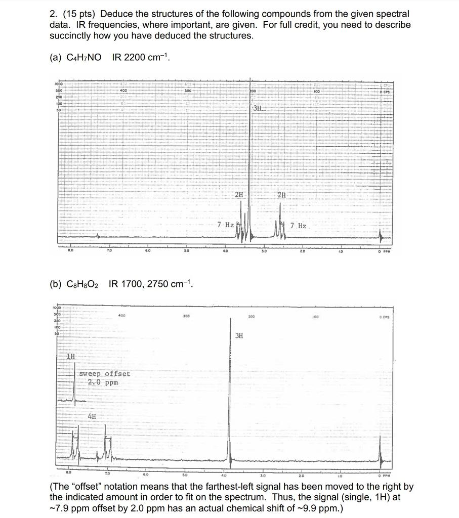 Solved 2. (15 pts) Deduce the structures of the following | Chegg.com