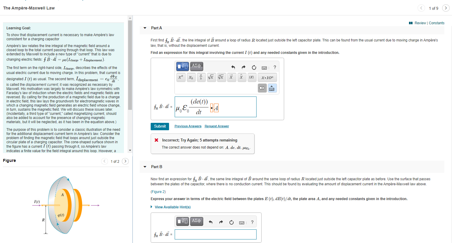 Solved The Ampère-Maxwell Law 1 of 9 Review Constants Part A | Chegg.com
