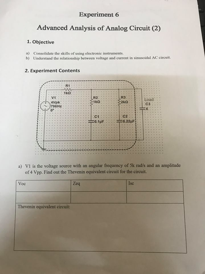 Solved Experiment 6 Advanced Analysis of Analog Circuit (2) | Chegg.com