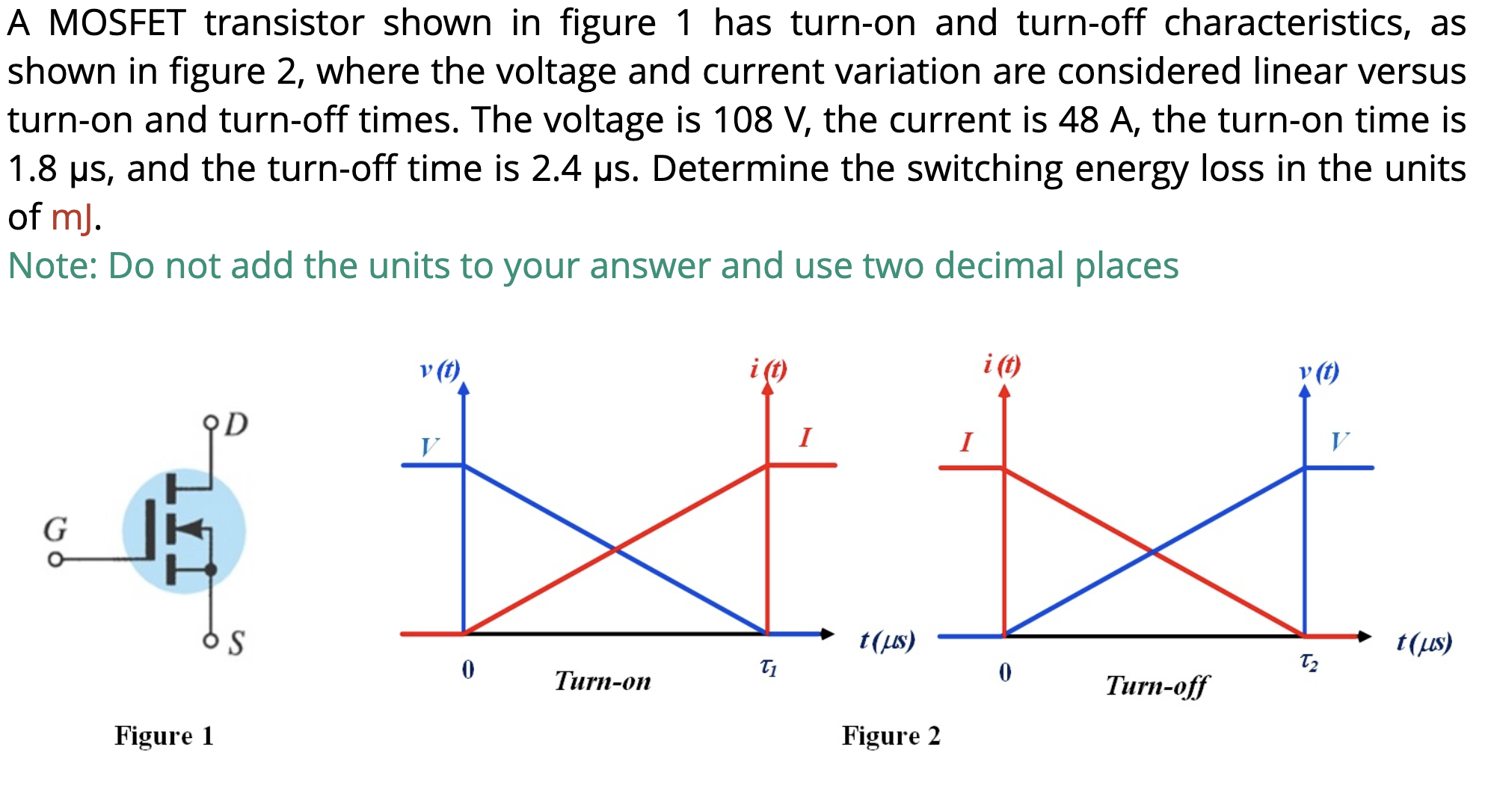 Solved A MOSFET transistor shown in figure 1 ﻿has turn-on | Chegg.com